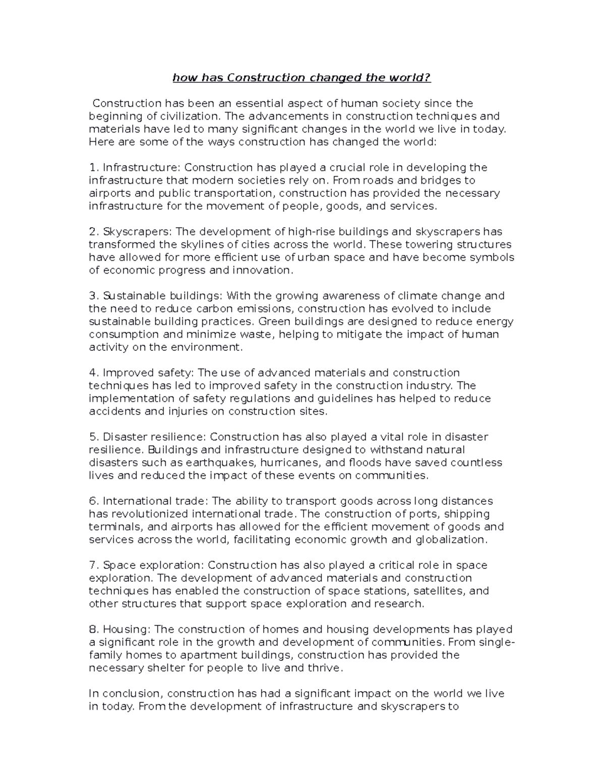 How has Construction changed the world - how has Construction changed ...