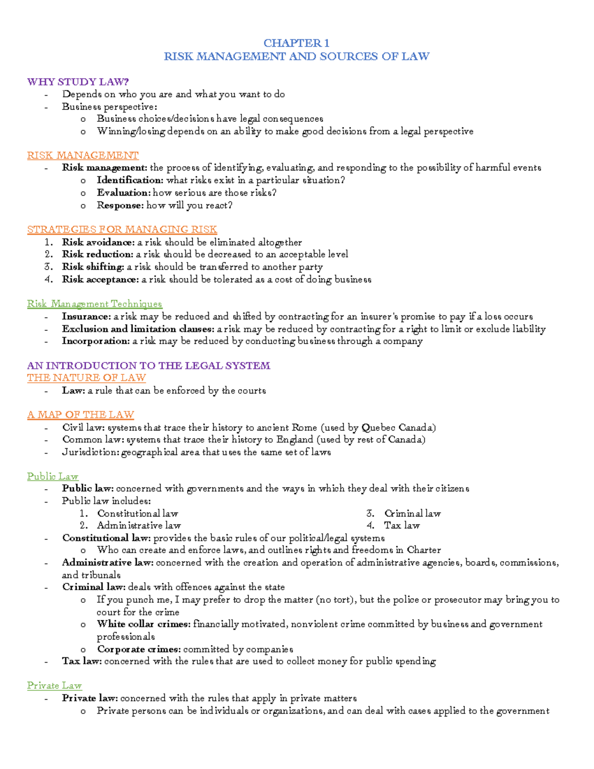 Chapter-1 - Lecture notes 1 - CHAPTER 1 RISK MANAGEMENT AND SOURCES OF ...
