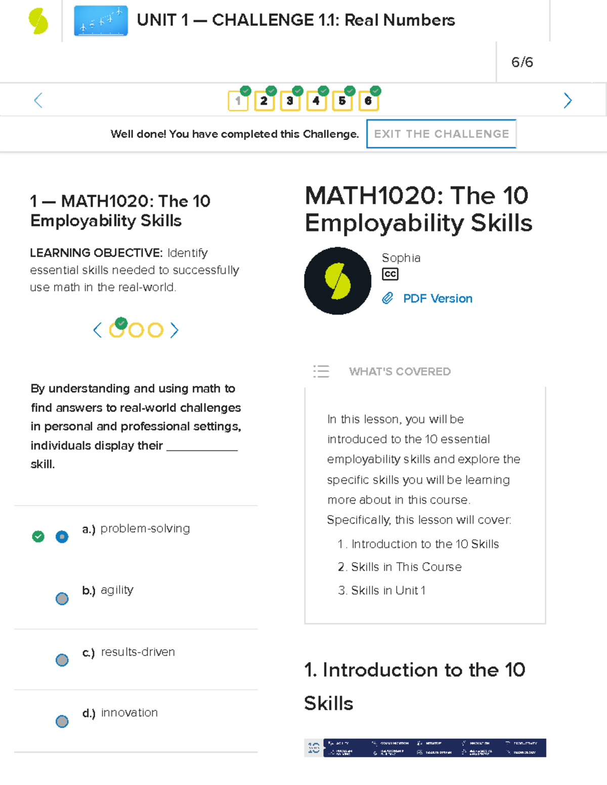 sophia introduction into college math - 1 — MATH1020: The 10 ...