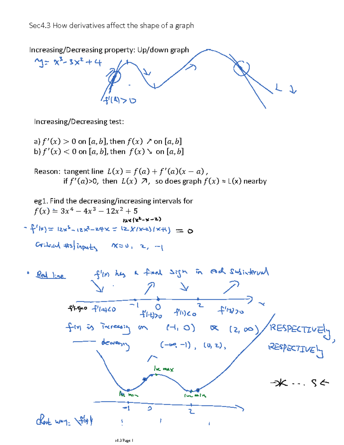 S4 - Homework answers - Increasing/Decreasing property: Up/down graph ...