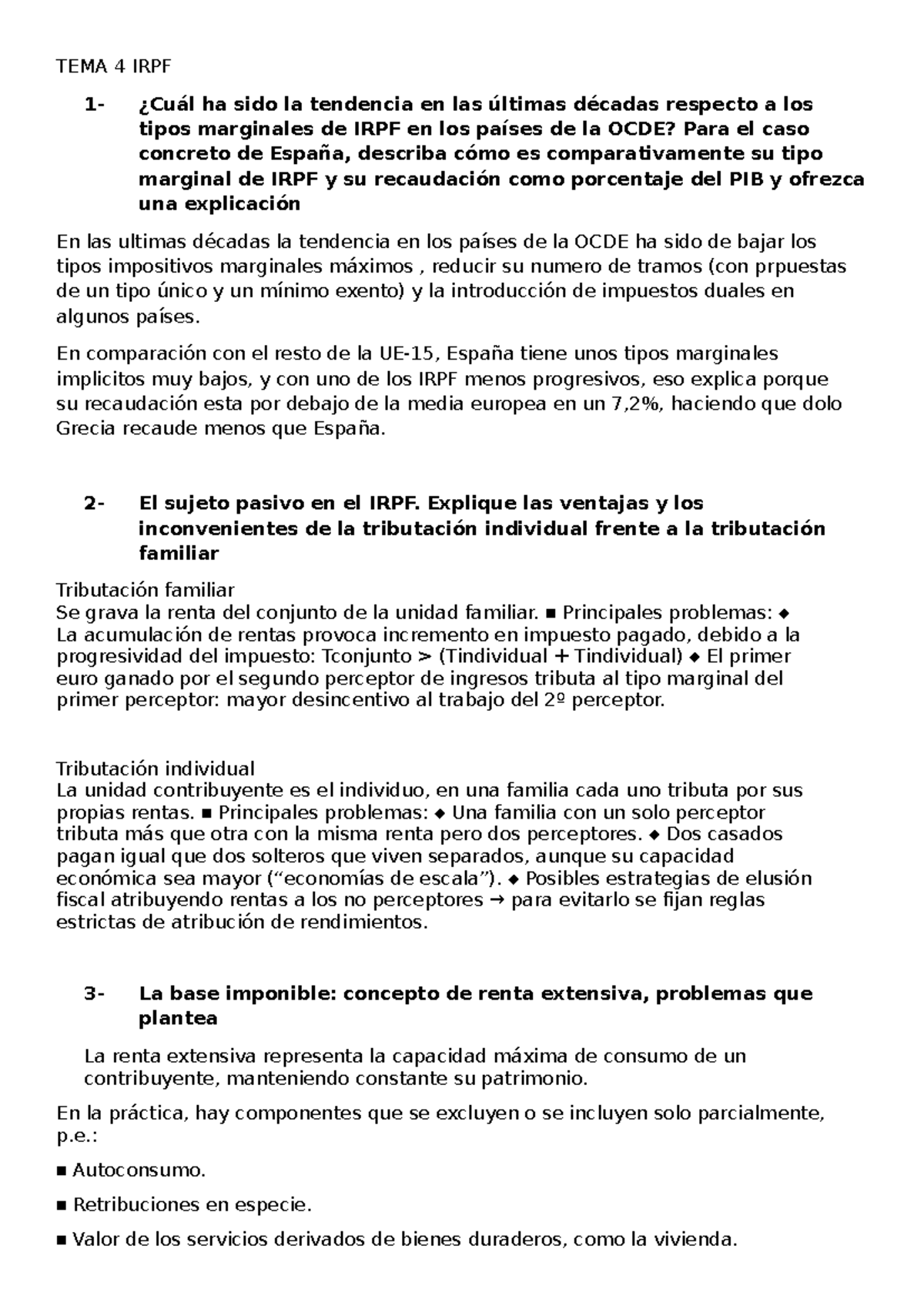 Economia de la imposicion preguntas de examen de los temas 1 al tema 3 con respuestas - TEMA 4 ...