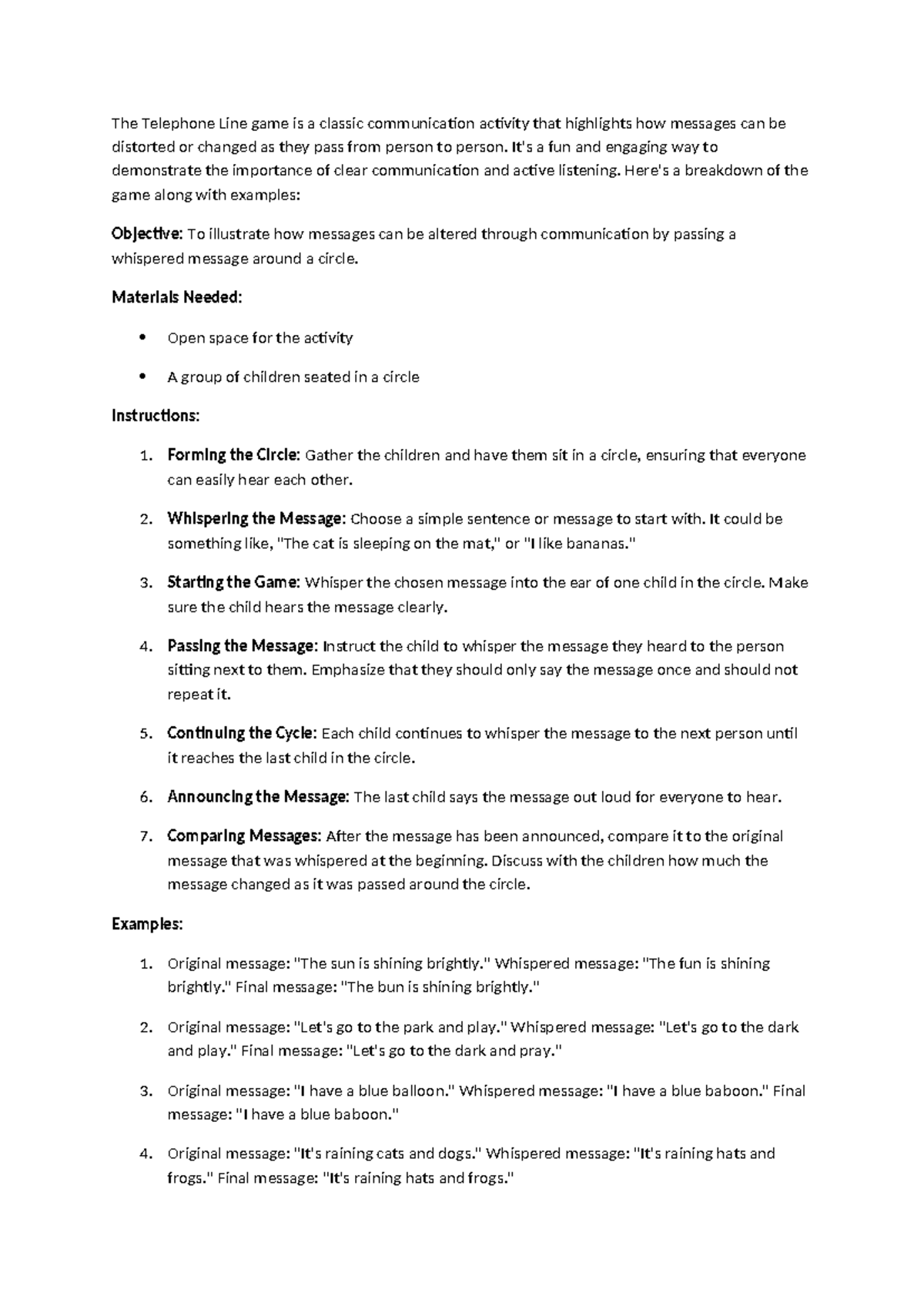 Chrech topic - The Telephone Line game is a classic communication ...