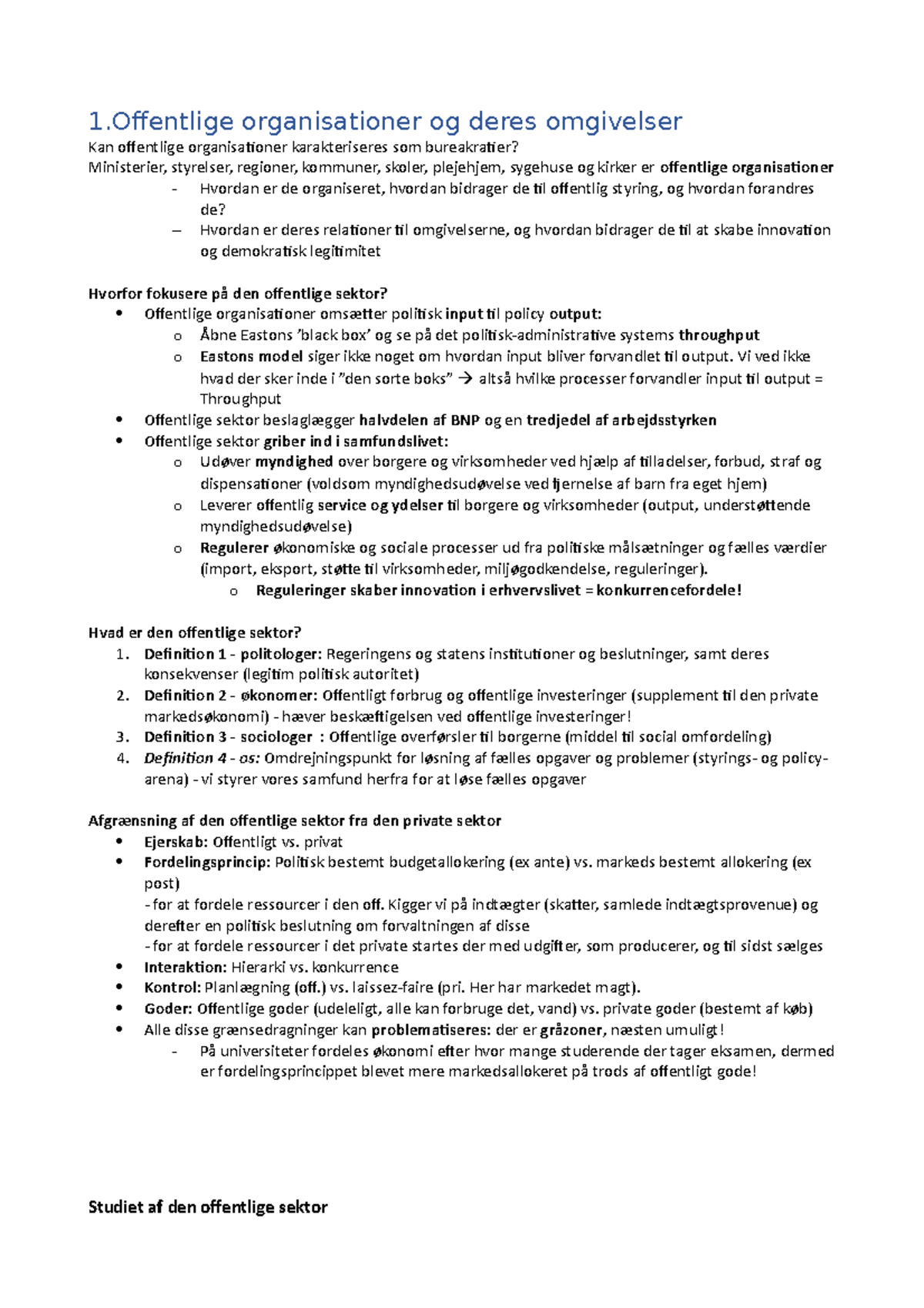 1. offentlige organisationer kendskab - 1 organisationer og deres omgivelser Kan offentlige ...