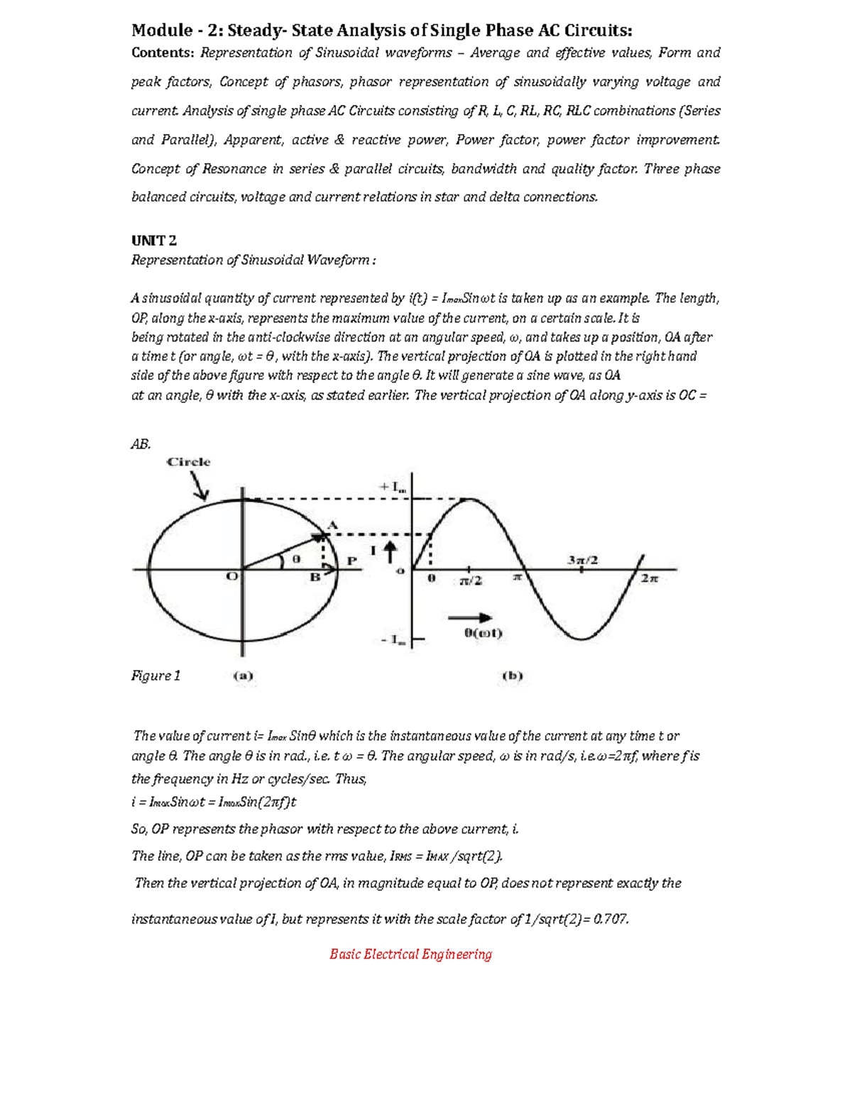 Module - 2 Steady- State Analysis of Single Phase AC Circuits - Analysis of single phase AC ...
