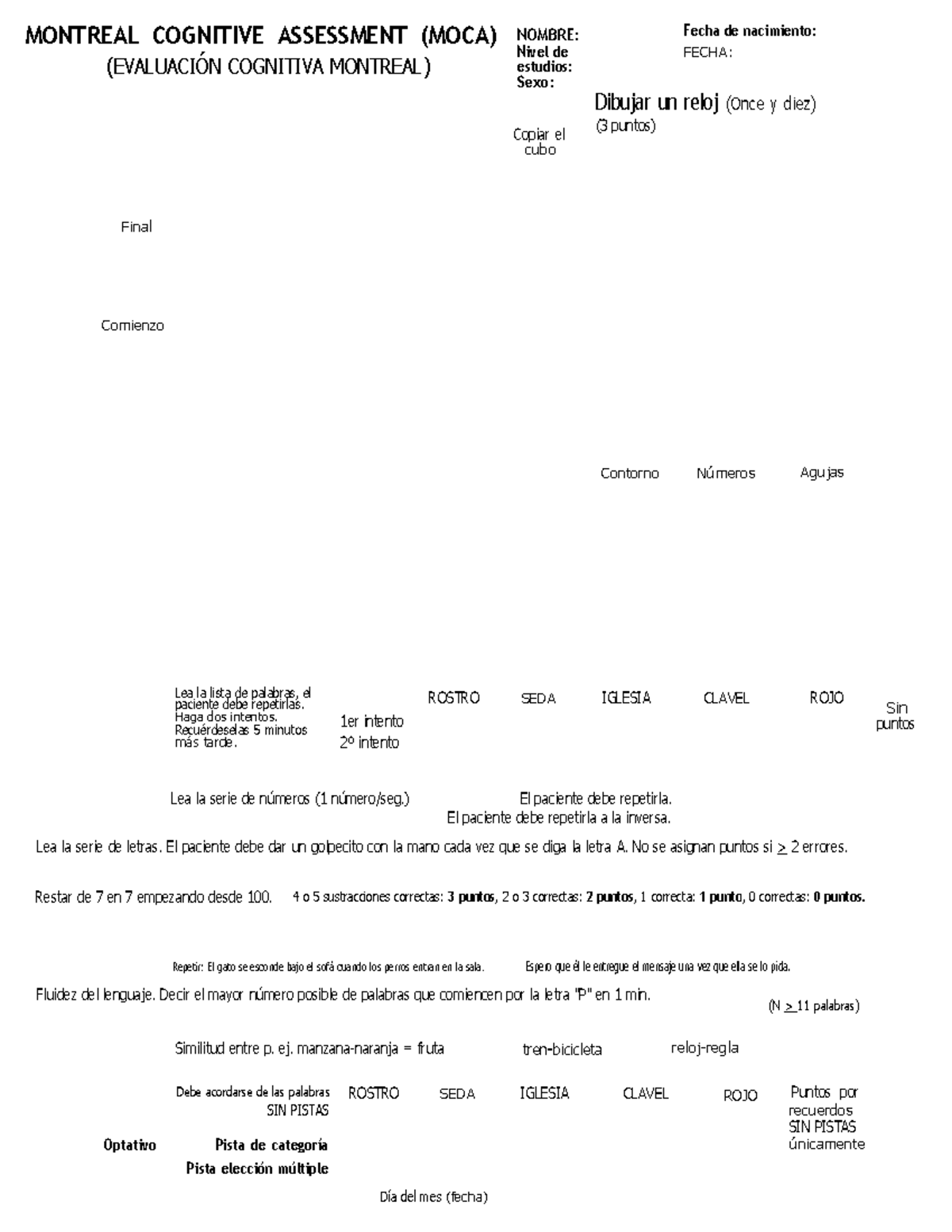 Mo CA-Test-Spanish - Protocolo test moca - MONTREAL COGNITIVE ...