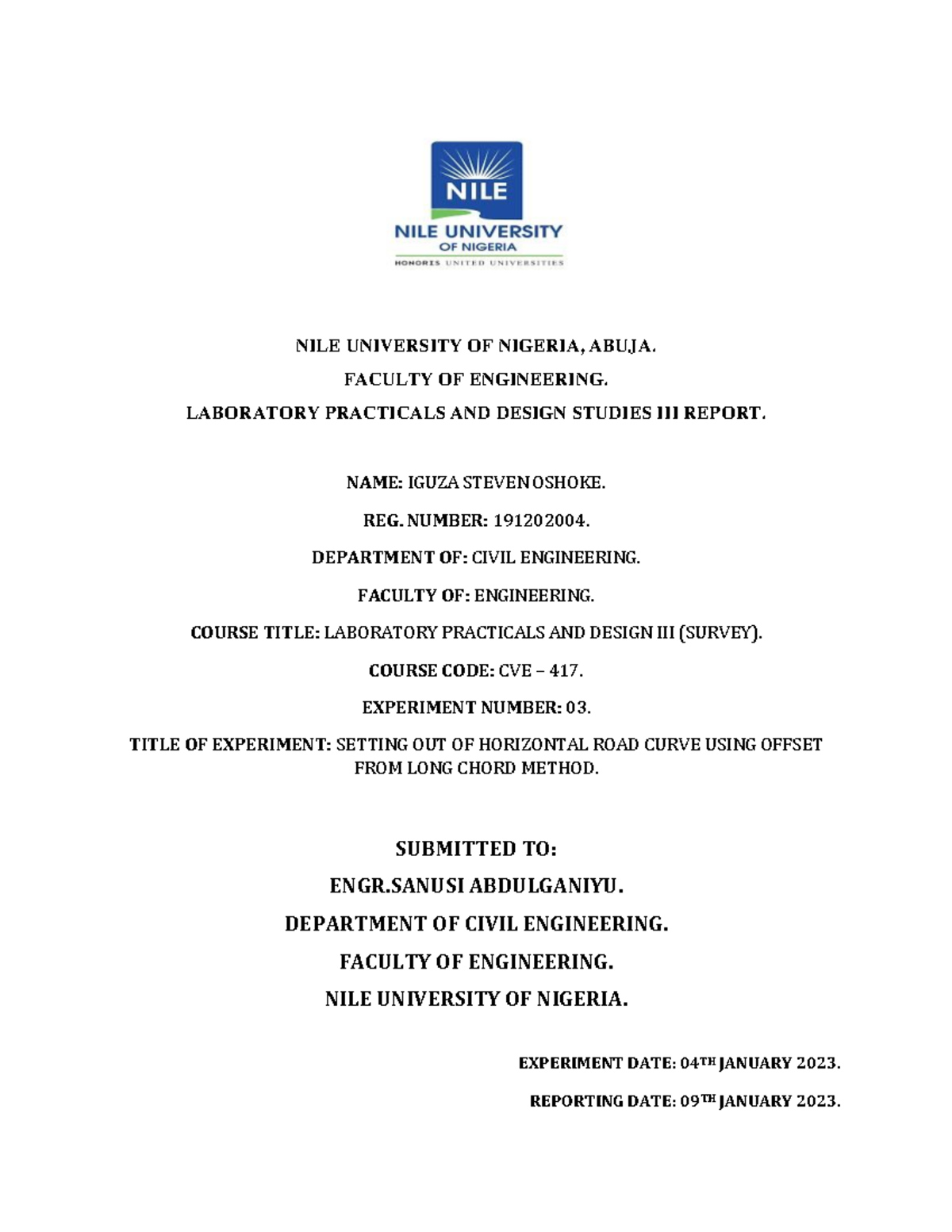SETTING OUT OF HORIZONTAL ROAD CURVE USING OFFSET FROM LONG CHORD ...