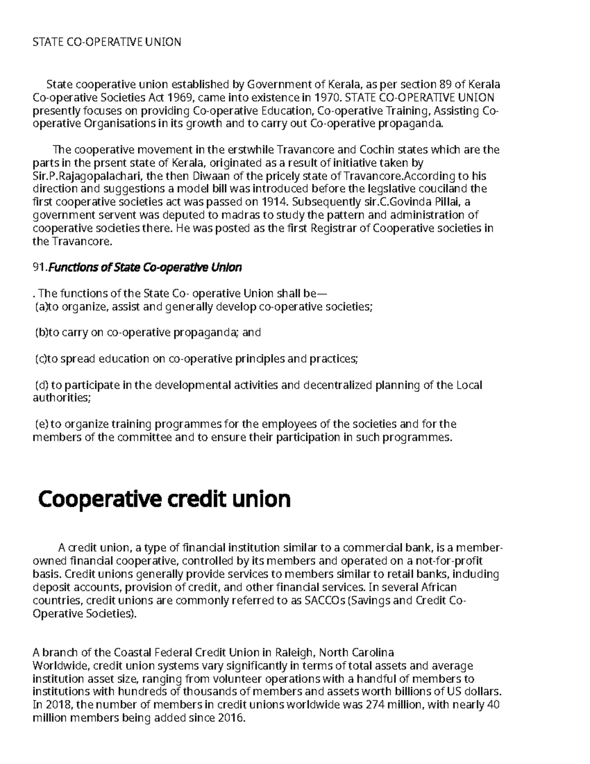 Cooperative union - Notes Prepared by vinod sir - STATE CO-OPERATIVE ...