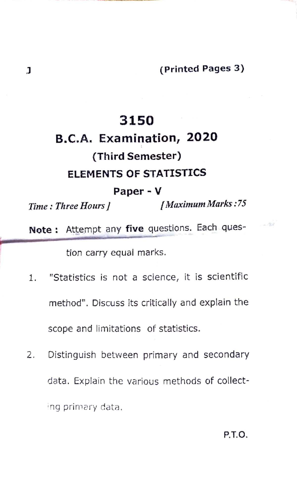 BCA 3rd Questions - Dr Ram Manohar Lohia Avadh University Previous year ...