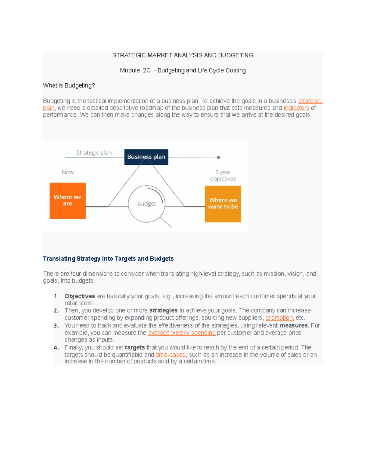 Module 2C Budgeting and Life Cycle Costing - To achieve the goals in a ...