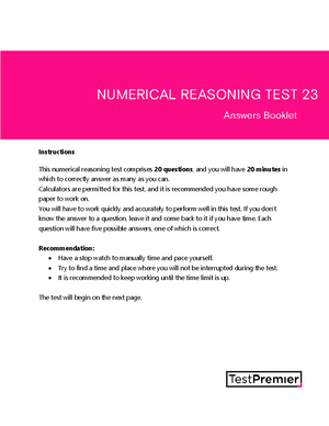Numerical TEST 28 Answer - Instructions This numerical reasoning test ...