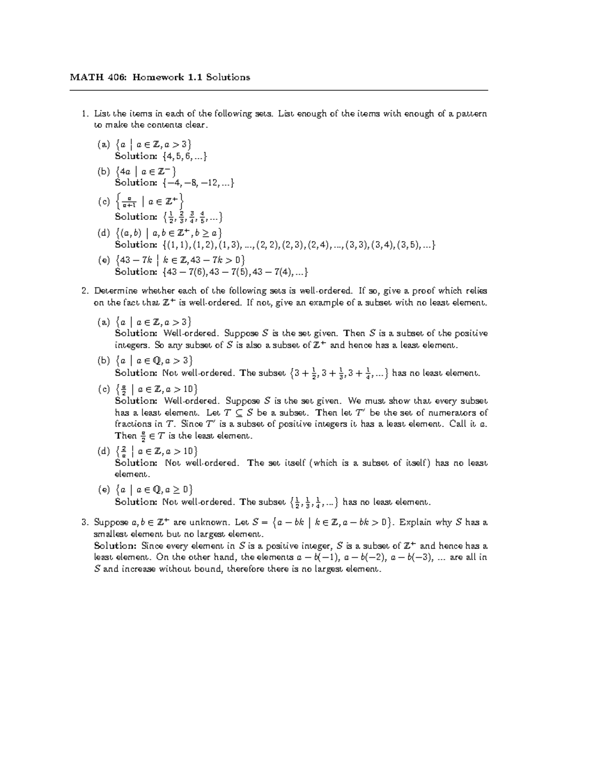 Hw1-1 soln - Teacher: A.M.B. Dahanayaka - MATH 406: Homework 1 Solutions List the items in each ...