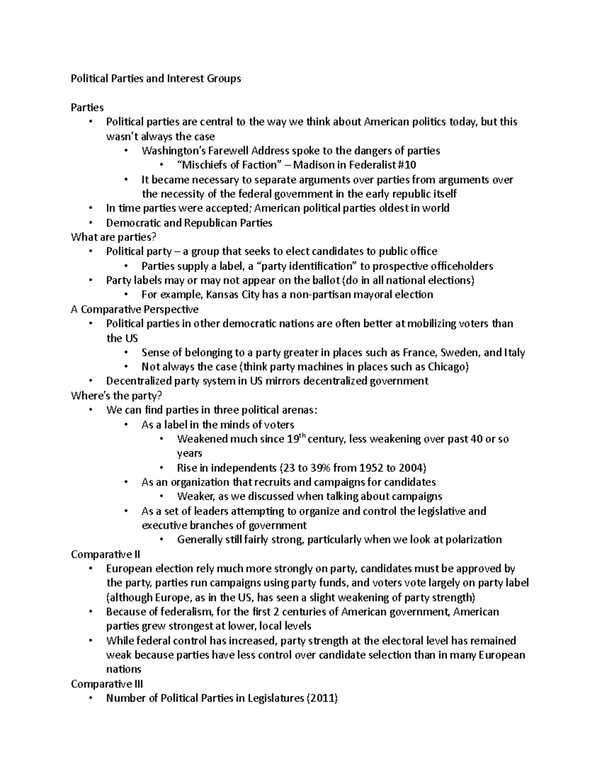 Unit 5 Lecture – Political Parties and Interest Groups - Political ...