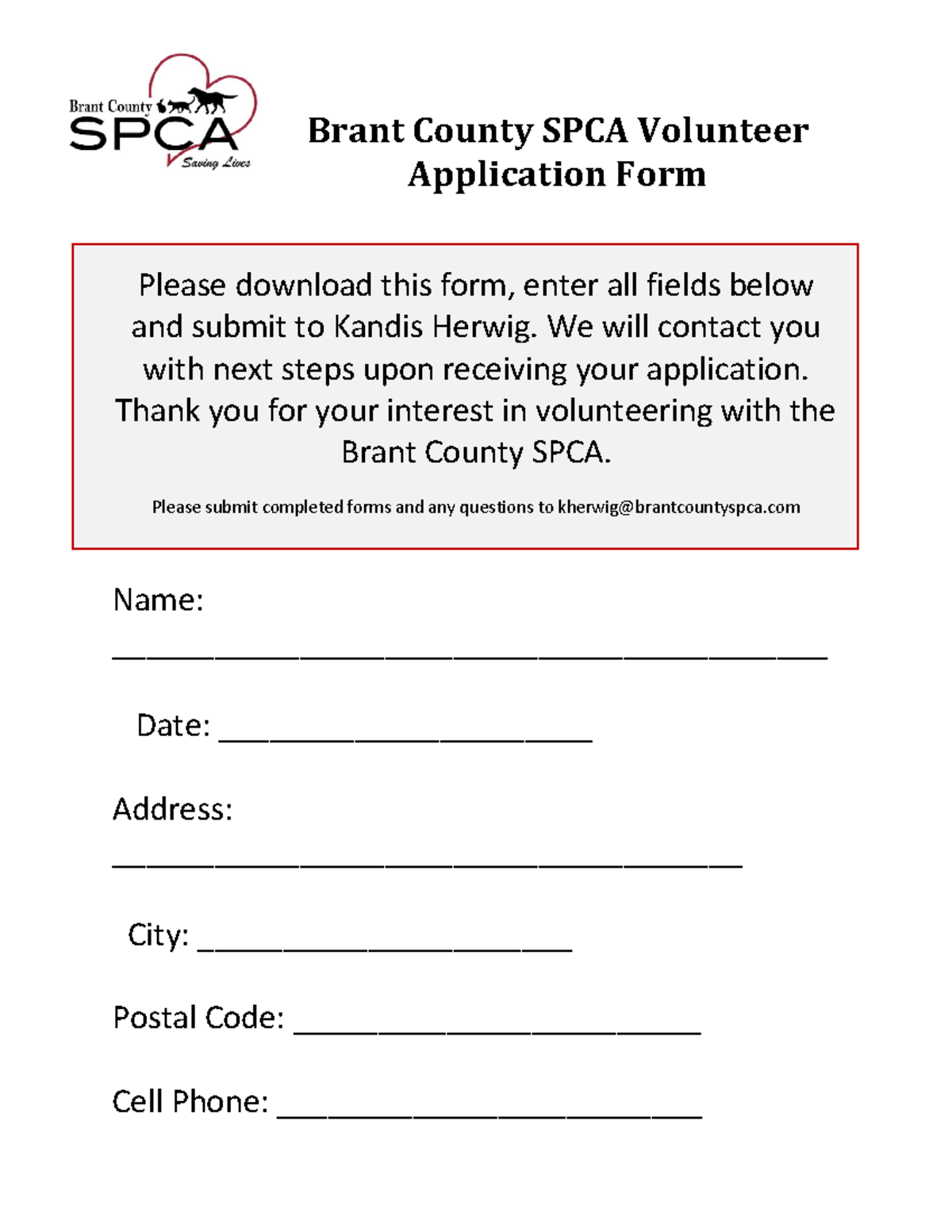 Volunteer Application NEW 2022 Large Print 2 5 - Brant County SPCA ...