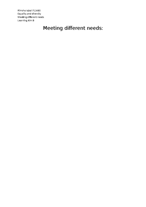 UNIT 12 - SUPPORTING INDIVIDUALS WITH ADDITIONAL NEEDS - SUPPORTING ...