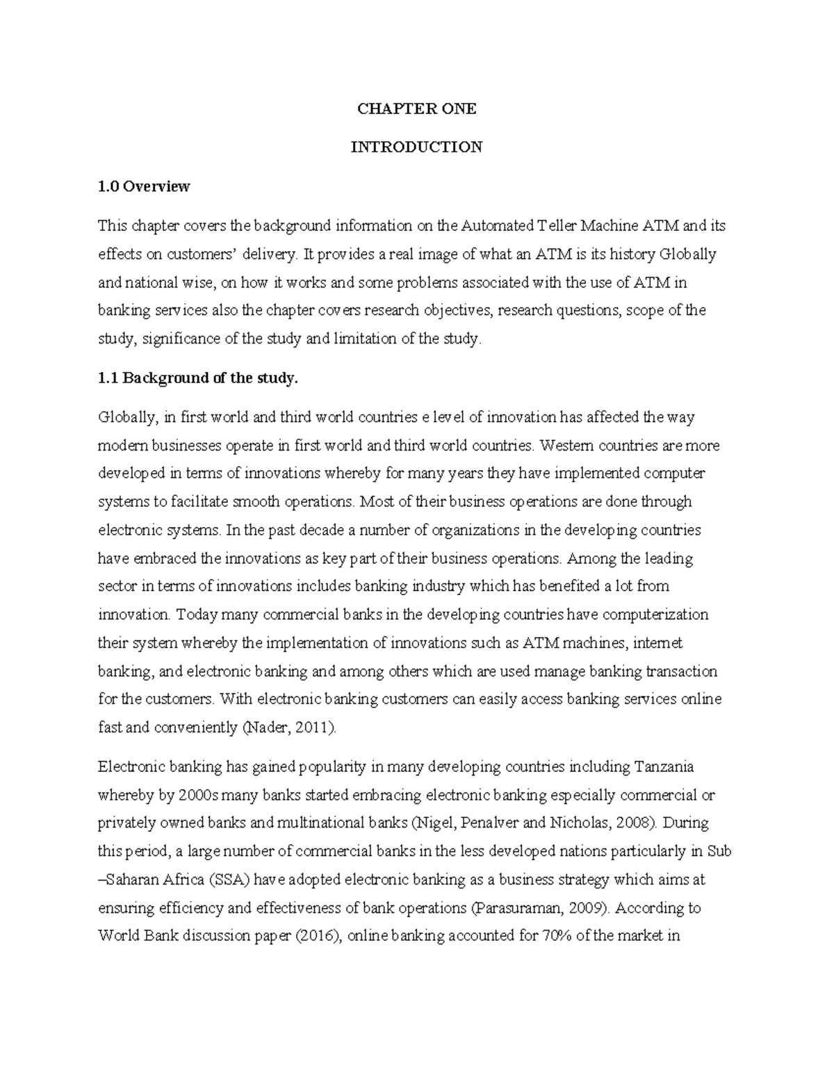 Research proposal - Learning purposes - CHAPTER ONE INTRODUCTION 1 ...
