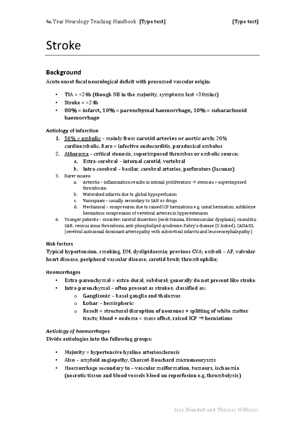 Stroke examination - Stroke Background Acute onset focal neurological ...