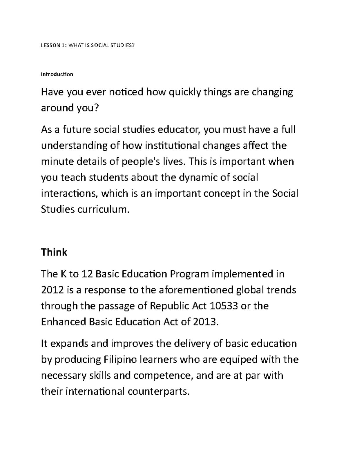 Lesson 1 WHAT-WPS Office - LESSON 1: WHAT IS SOCIAL STUDIES ...