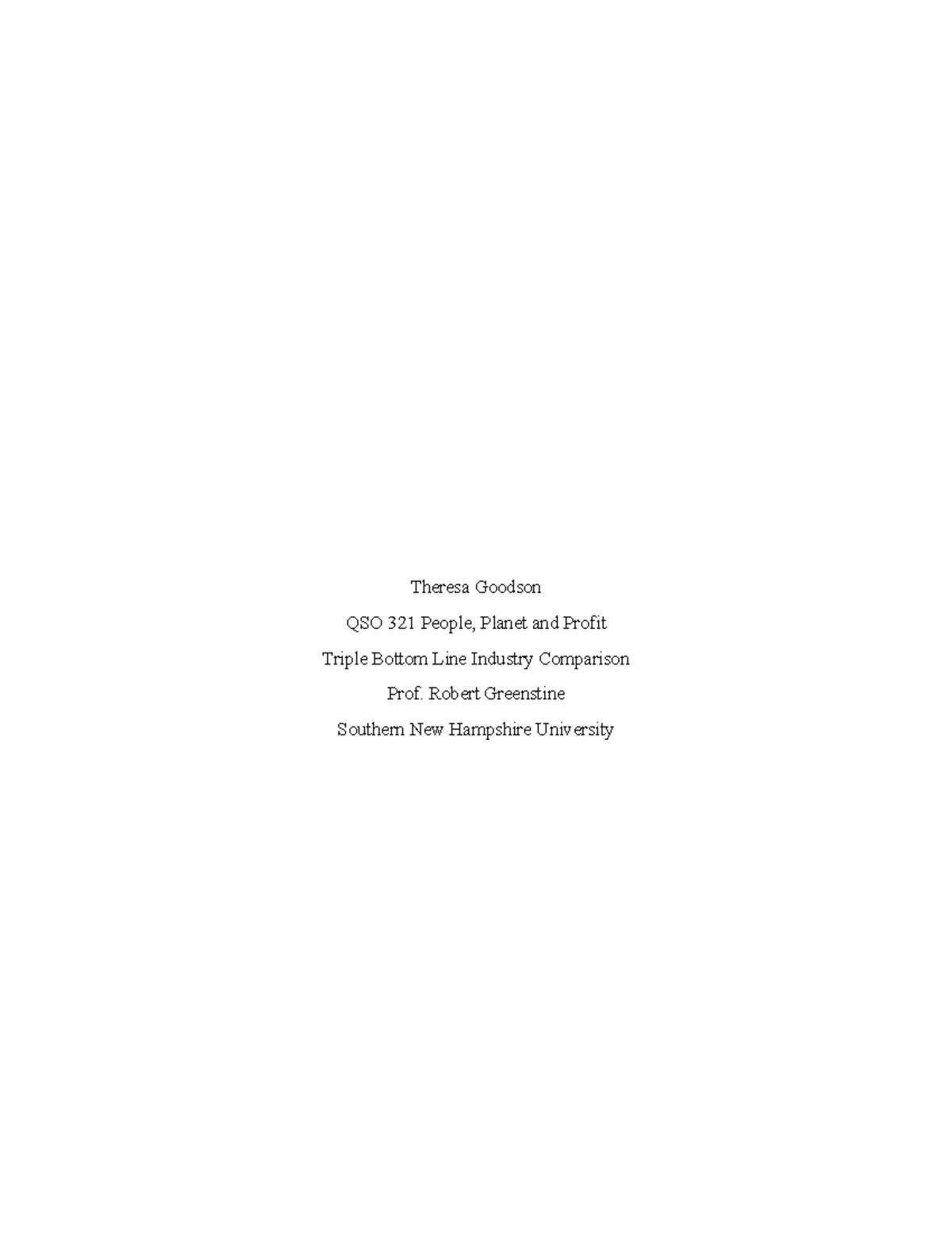 1-3 Assignment Triple Bottom Line Industry Comparison - Theresa Goodson ...
