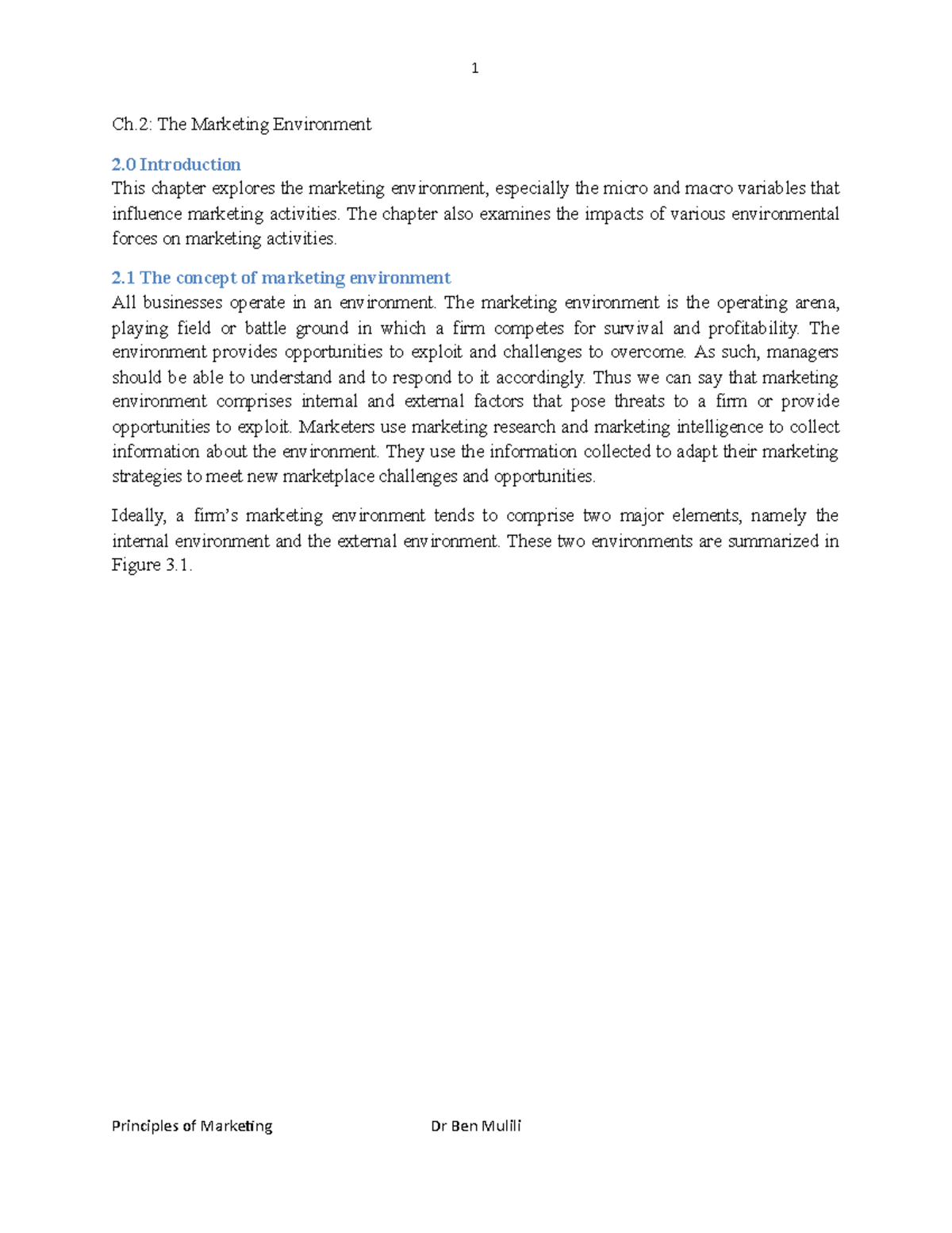 Ch 2 The marketing environment - Ch: The Marketing Environment 2 ...