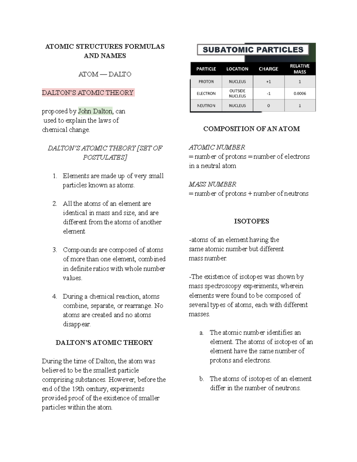 Atomic Structures Formulas AND Names - ATOMIC STRUCTURES FORMULAS AND ...