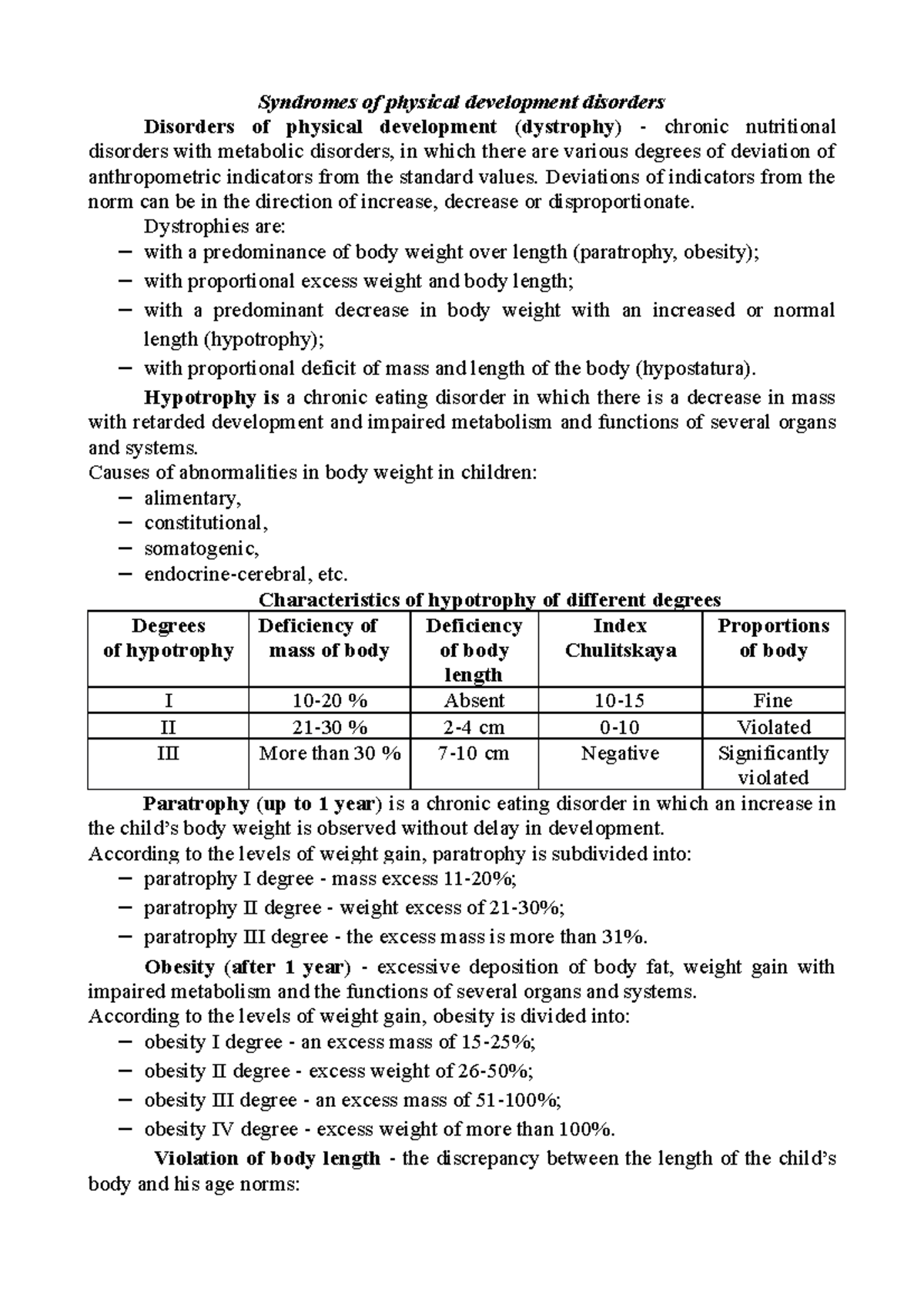Syndromes of physical development disorders - Syndromes of physical ...