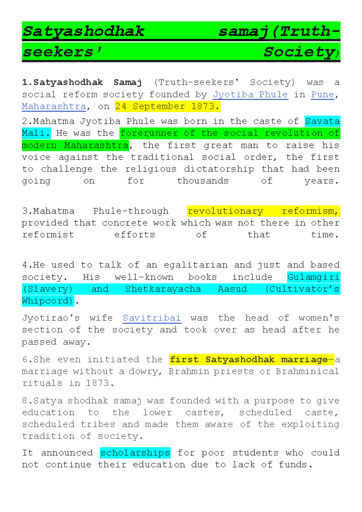 Satyashodhak SAMAJ - Satyashodhak samaj(Truth- seekers' Society) 1 ...