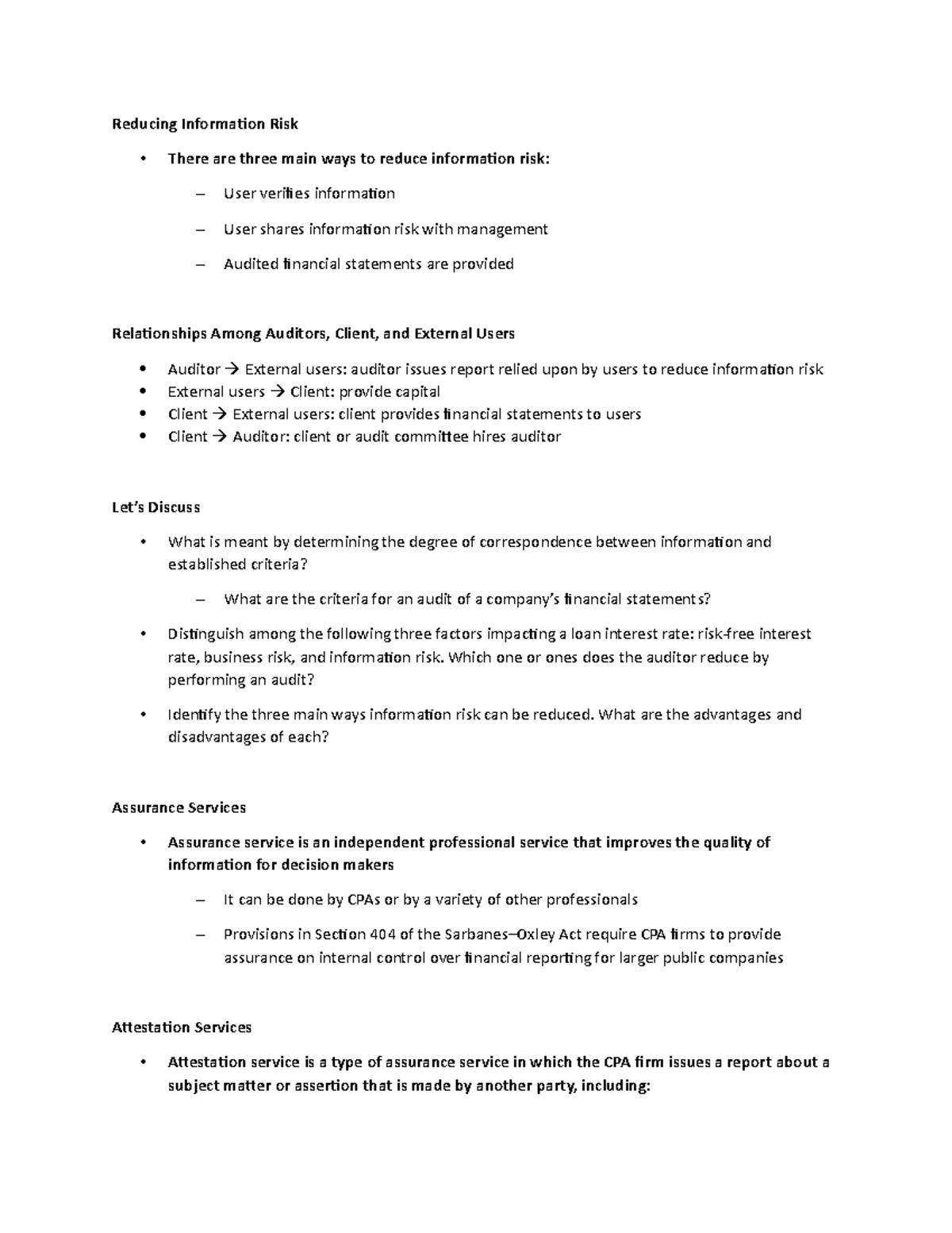 Lecture Notes 1 - Reducing Information Risk - There are three main ways ...