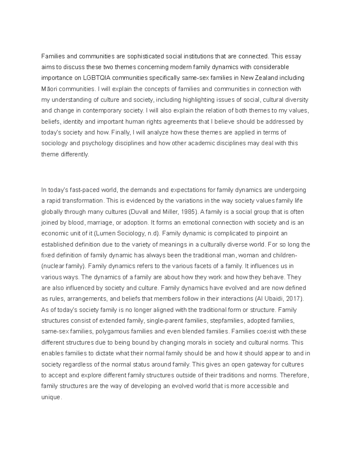 Families and Communities - This essay aims to discuss these two themes ...