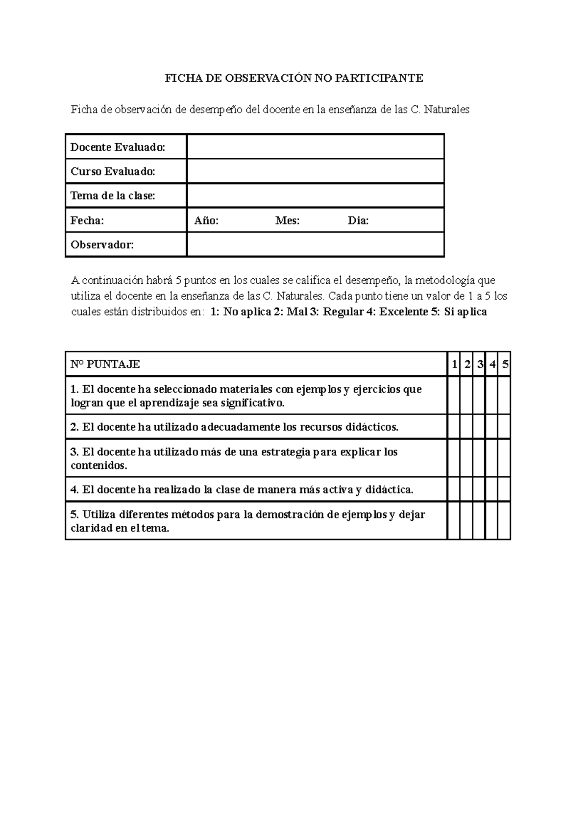 Ficha de observacion - guia - FICHA DE OBSERVACIÓN NO PARTICIPANTE ...
