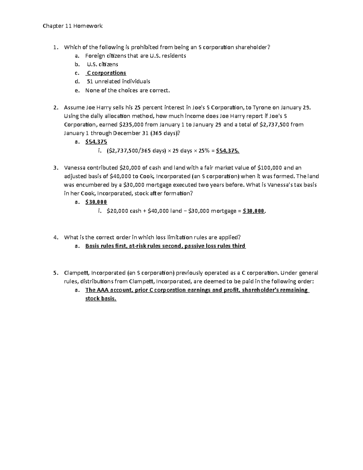 Chapter 11 Tax homework - Which of the following is prohibited from ...
