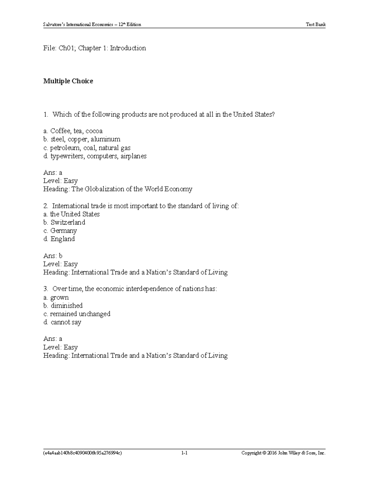 Ch01 - International Economics - File: Ch01; Chapter 1: Introduction ...