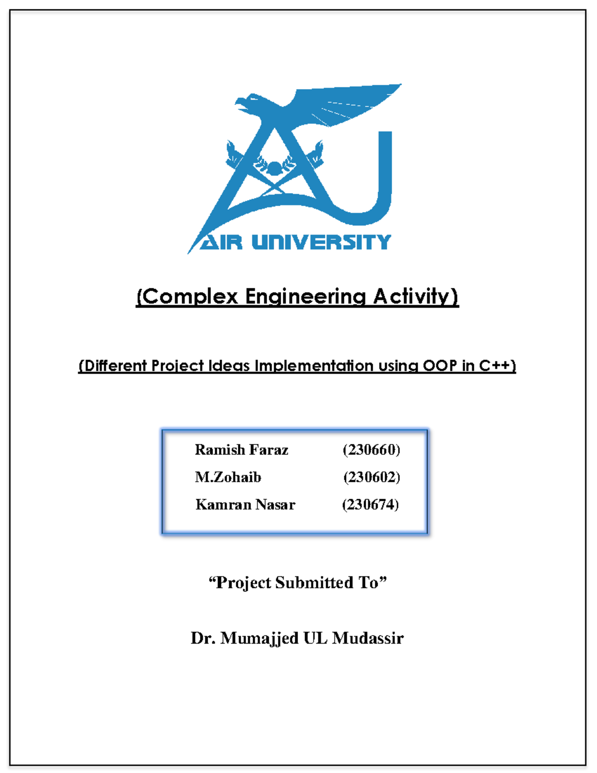 Oop Project Complex Engineering Activity Different Project Ideas Implementation Using Oop