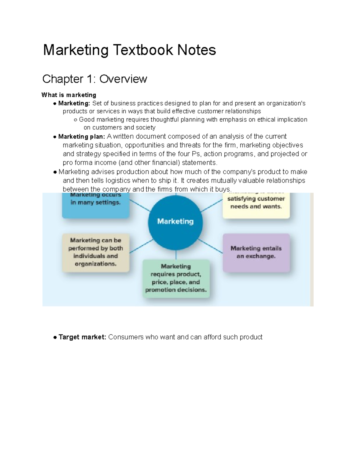 Marketing Final Exam Notes BU352 - Marketing Textbook Notes Chapter 1 ...