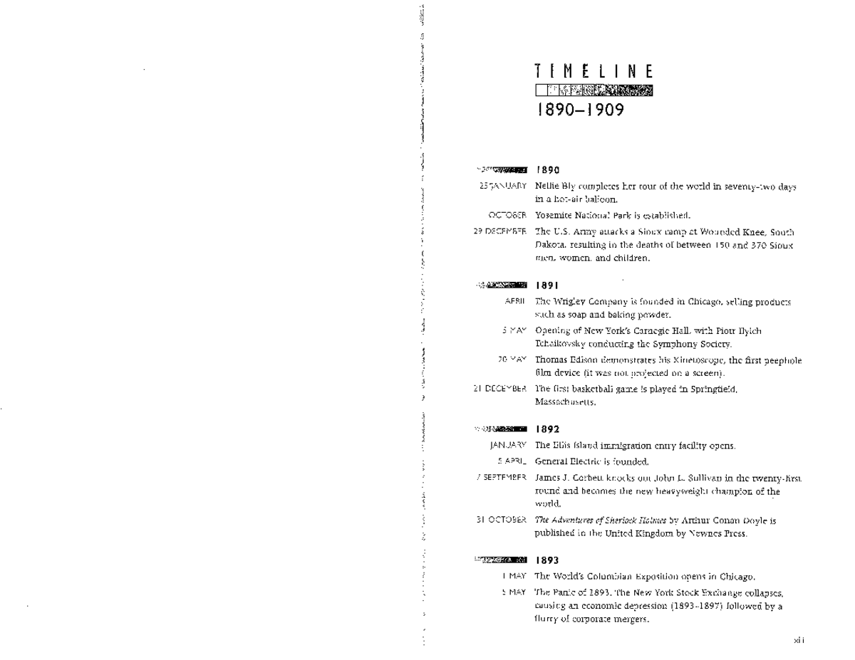 Timeline 1890-1909 - Prof. Mark Williams - M E L I N E I 909 1890 25 ...