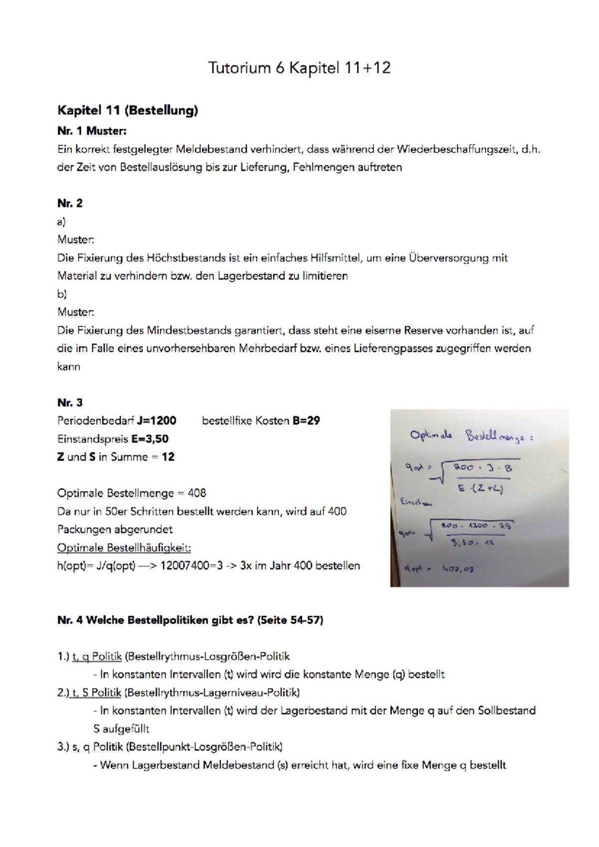 Tutorium 6 Musterlösung - BWL 1b - Studocu