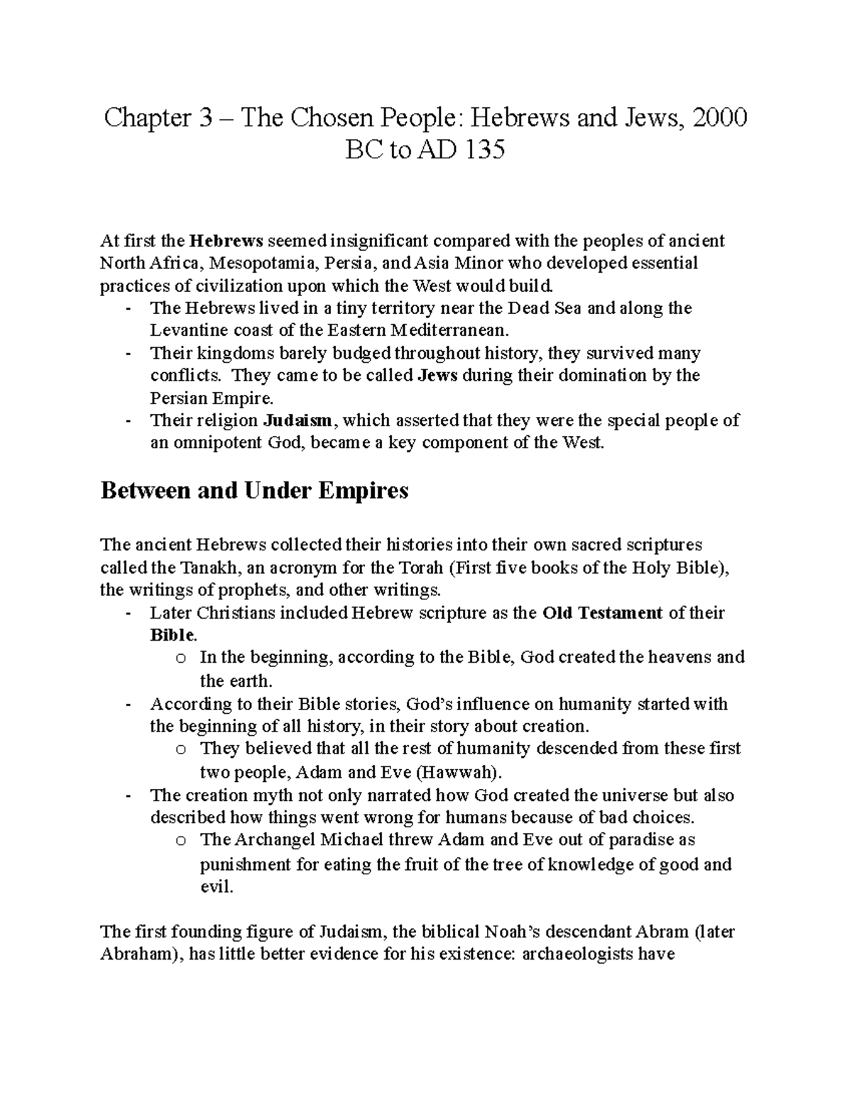 Chapter 3 The Chosen People Hebrews and Jews, 2000 BC to AD 135 ...