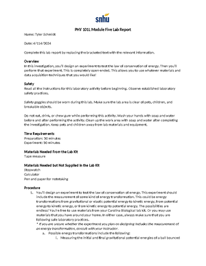 PHY 101L Module Three Lab Report Projectile Motion Done - PHY 101L Module Three Lab Report - Studocu
