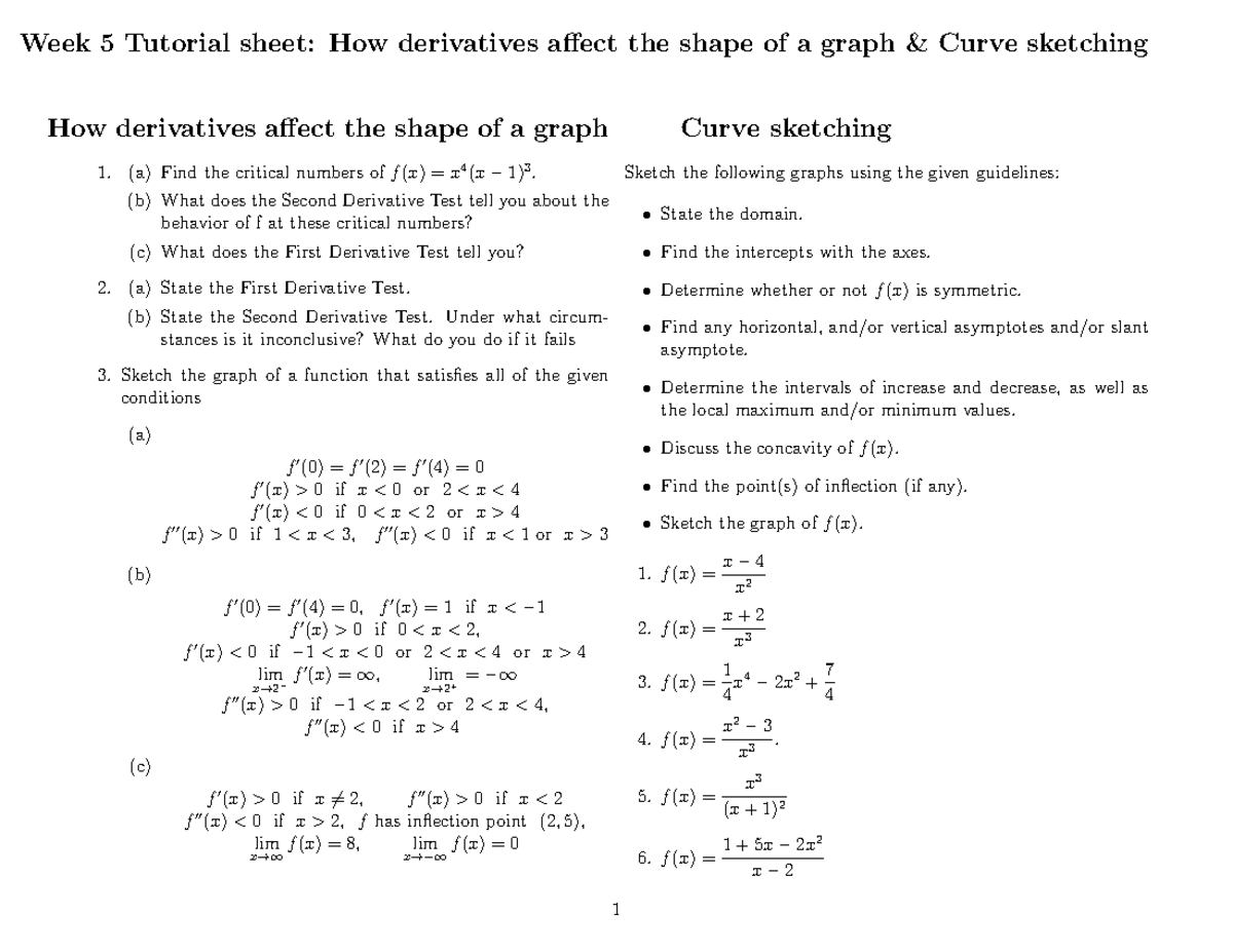 17744045 - MATH - Week 5 Tutorial sheet: How derivatives affect the ...