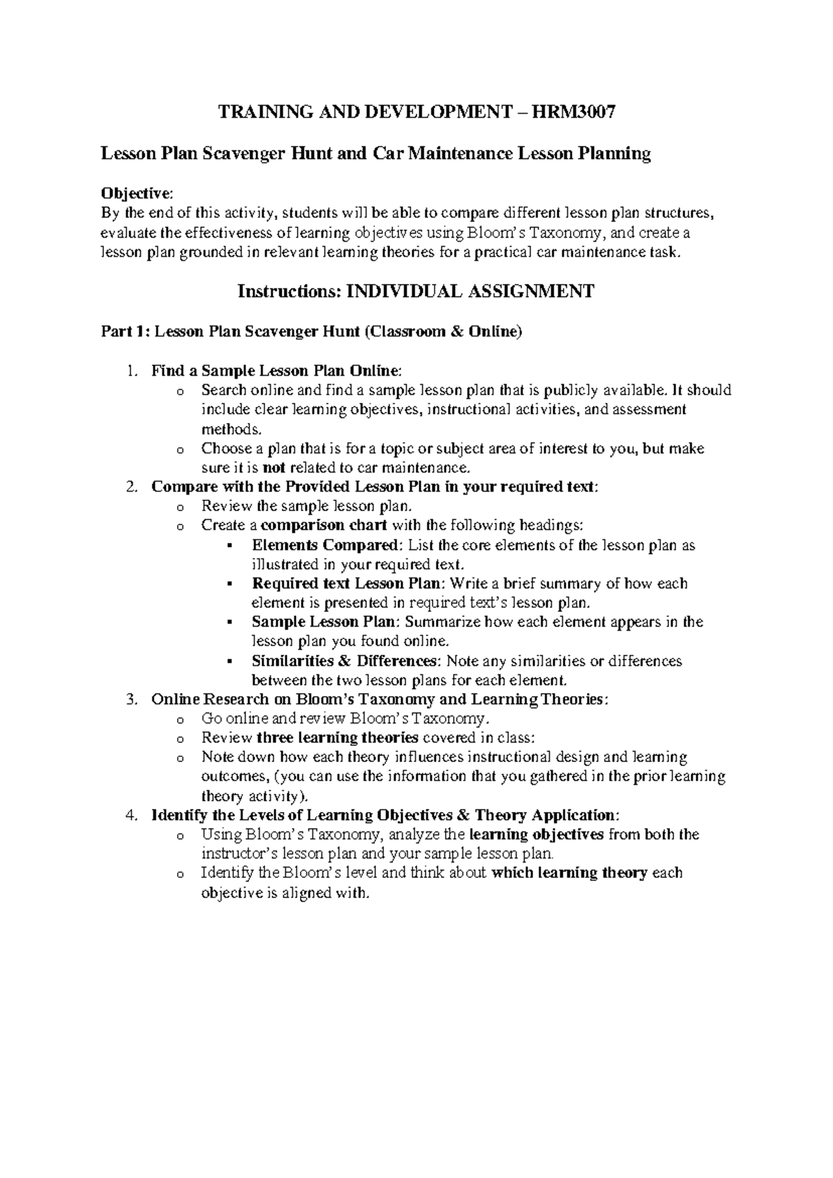 Lesson Plan Scavenger Hunt and Car Maintenance Lesson Planning ...