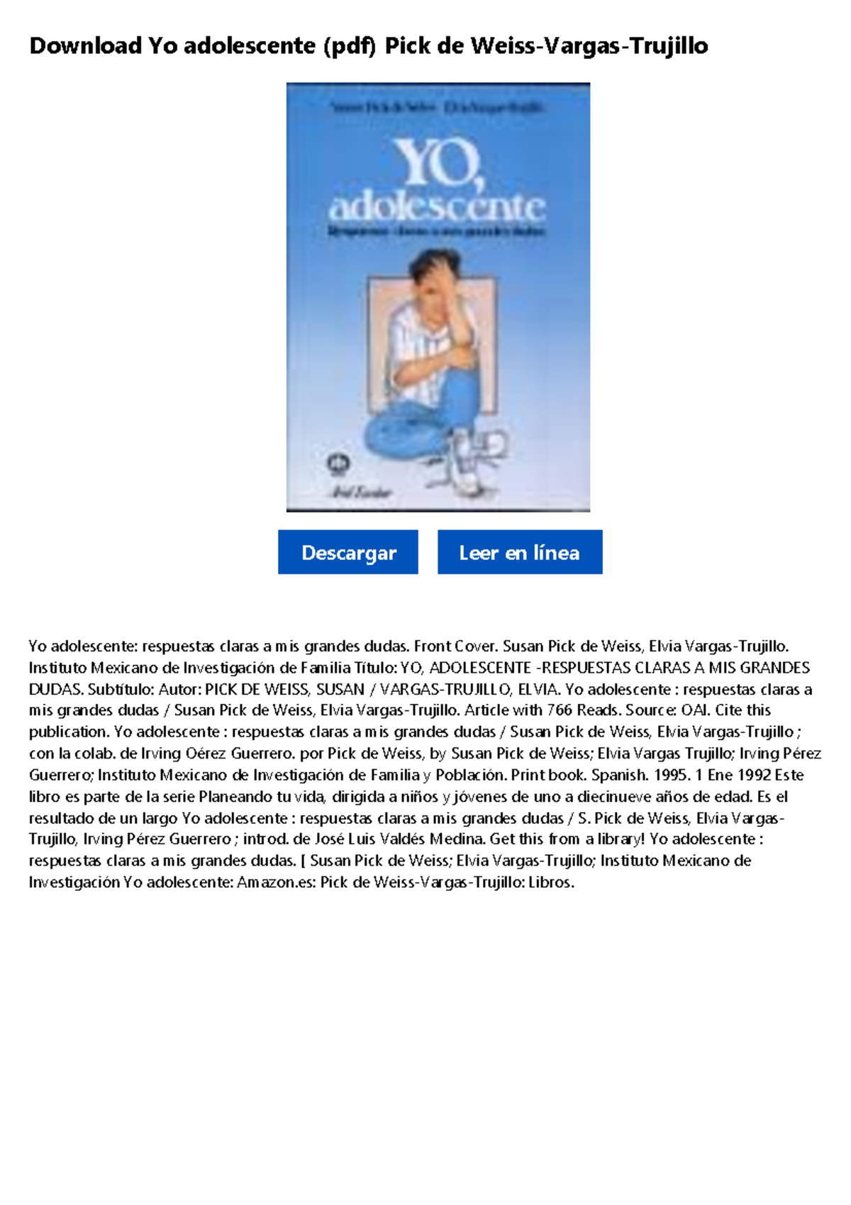 Pdfcoffee - Download Yo adolescente (pdf) Pick de Weiss-Vargas-Trujillo Descargar Leer en línea ...