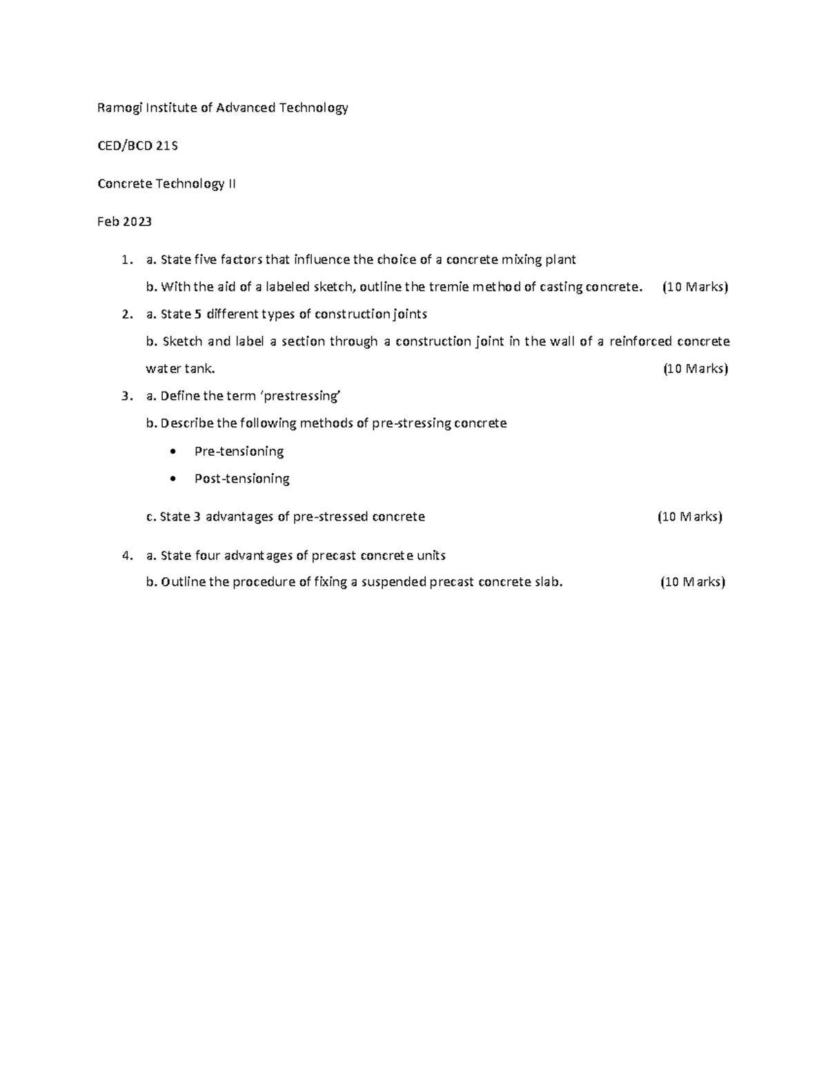 Concrete tech II cat - great - Ramogi Institute of Advanced Technology ...