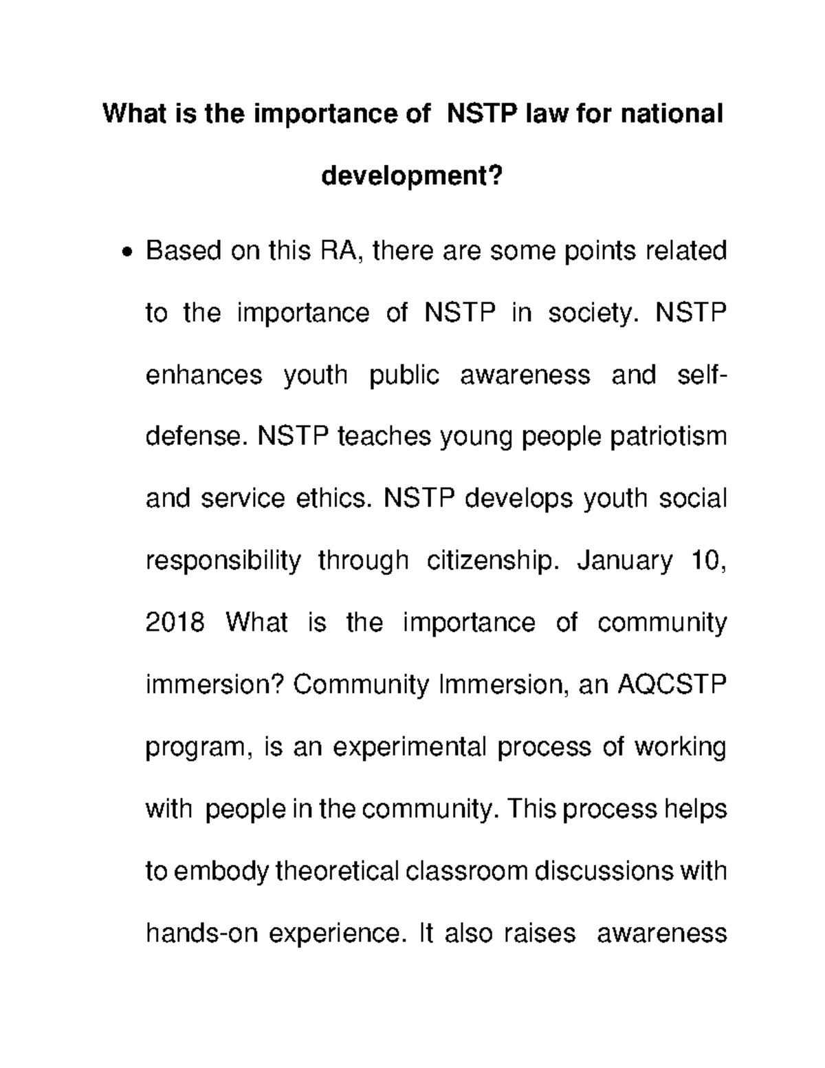 What is the importance of NSTP law for national development - What is ...