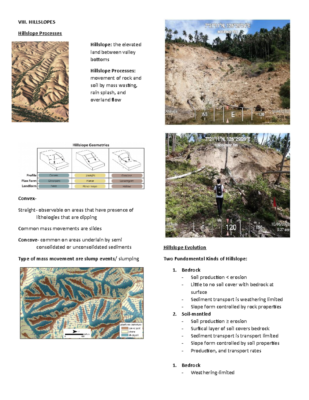 Hillslopes Reviewer - VIII. HILLSLOPES Hillslope Processes Hillslope ...