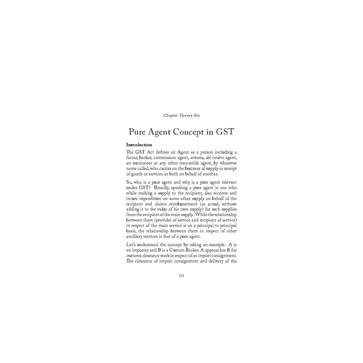 Pure Agent concept in GST - Chapter Twenty Six Pure Agent Concept in ...