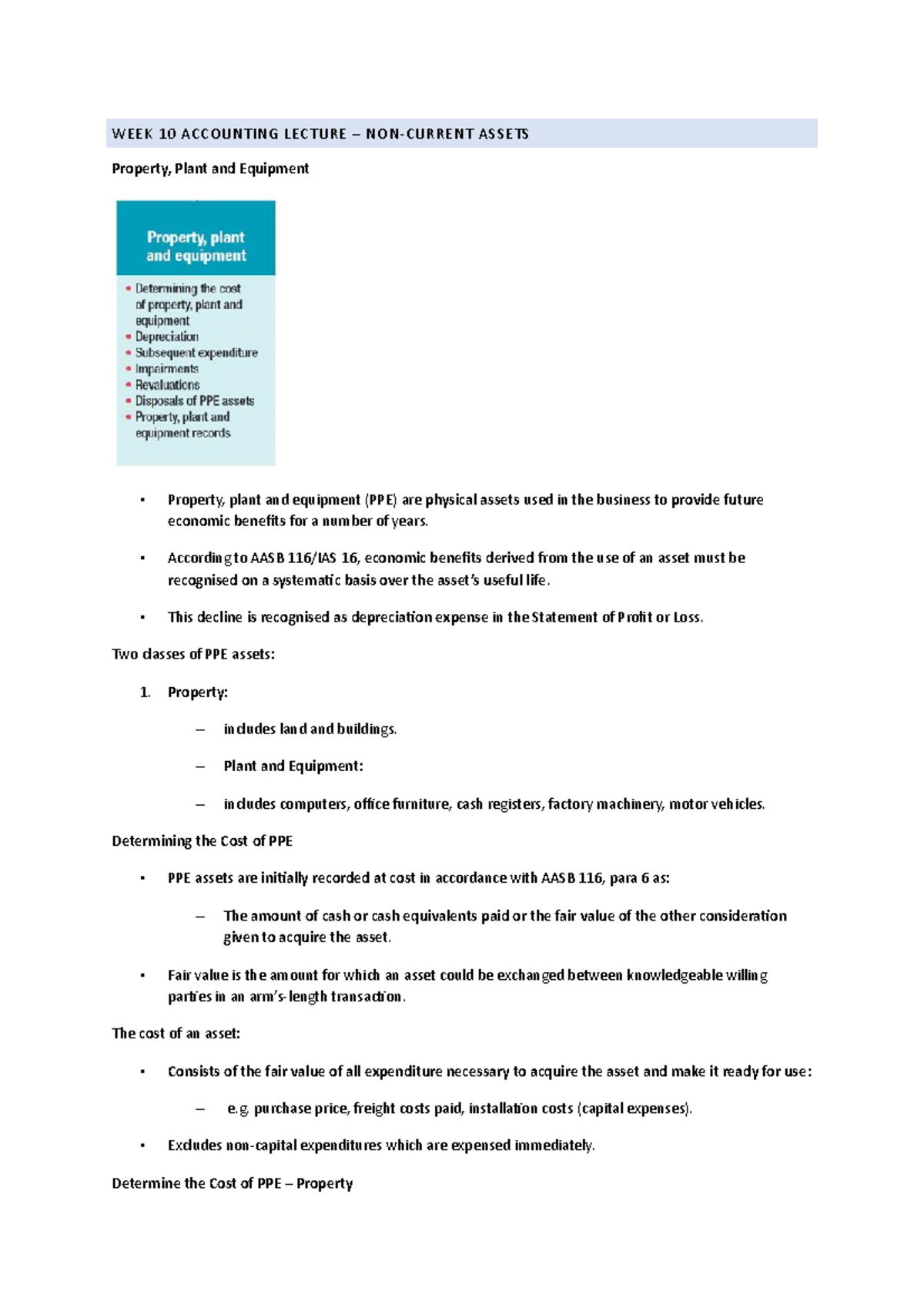 Week 10 Accounting Lecture - WEEK 10 ACCOUNTING LECTURE – NON-CURRENT ...