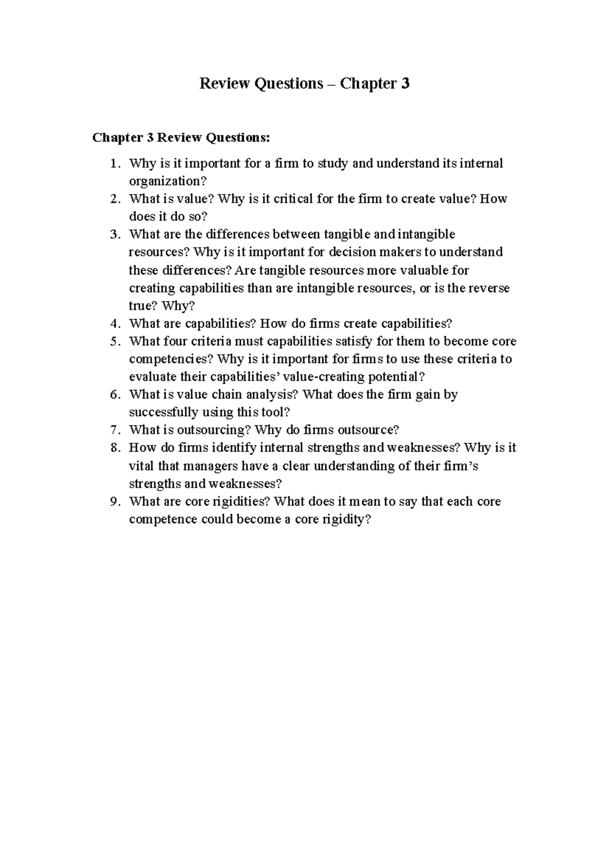 Review Questions Chapter 3 - Review Questions – Chapter 3 Chapter 3 Review Questions: Why is it ...