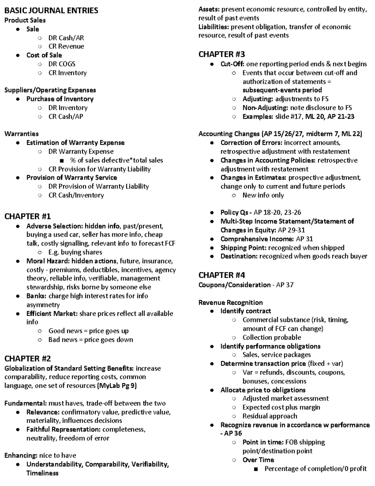 COMM 353 Midterm - BASIC JOURNAL ENTRIES Product Sales Sale DR Cash/AR ...