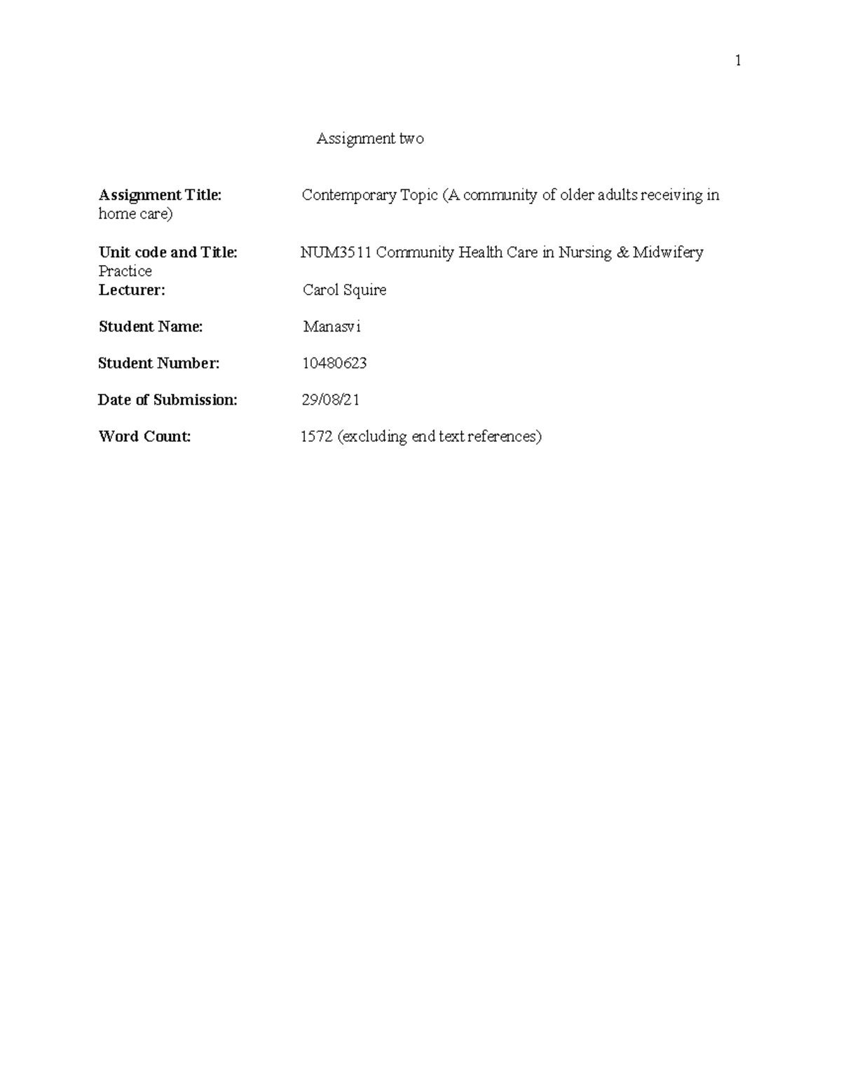 Community health care in nursing and midwifery essay assignment ...