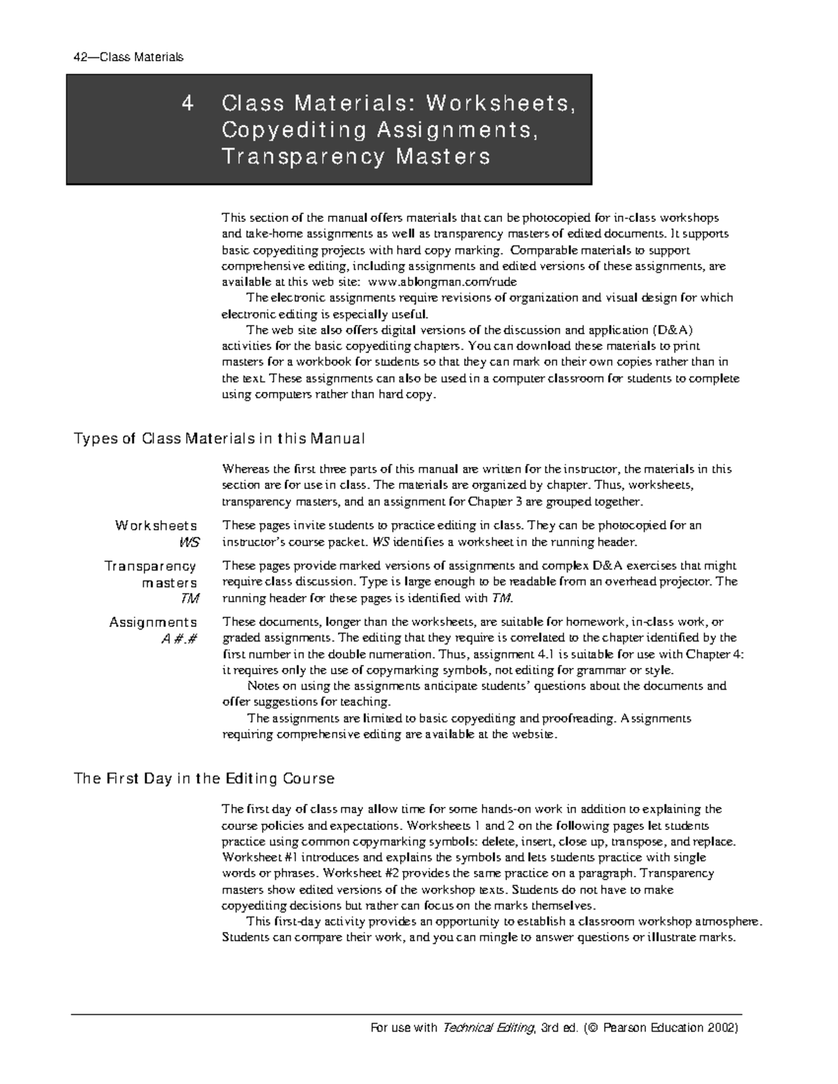 TE3e IM4Class Mat - copy reading - 42—Class Materials For use with ...