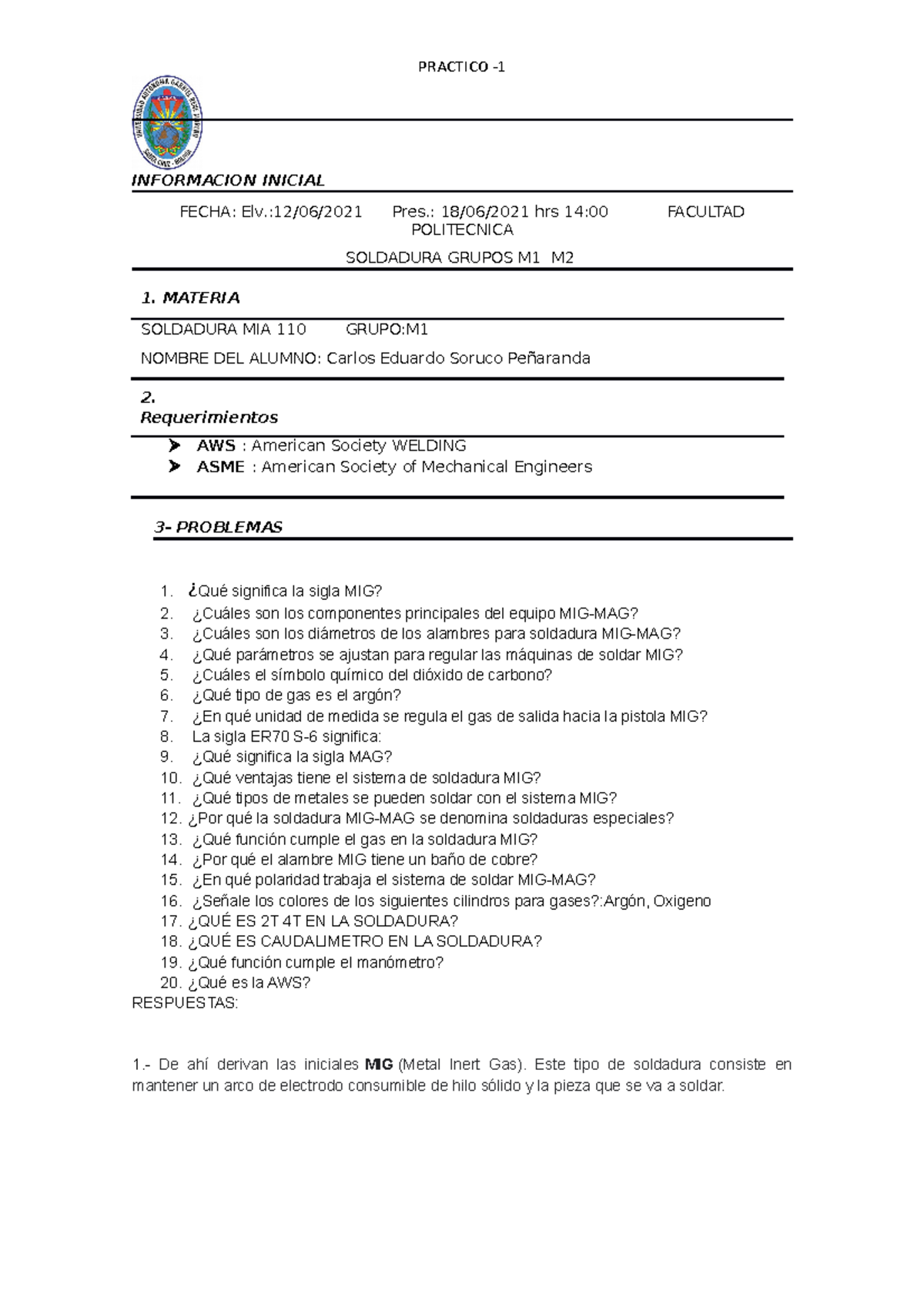 Pract 3 Soruco SOLD M1- REV 00 - INFORMACION INICIAL FECHA: Elv.:12/06 ...